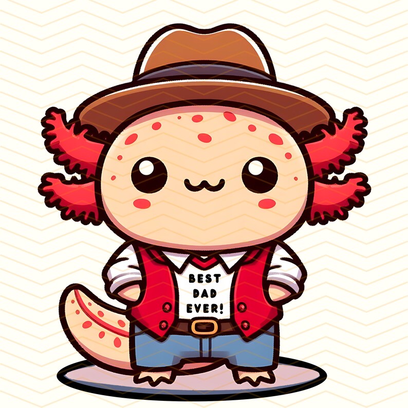 Best Dad Ever PNG, Axolotl SVG, Chibi Clipart, Pink Axolotl, Axolotl ...