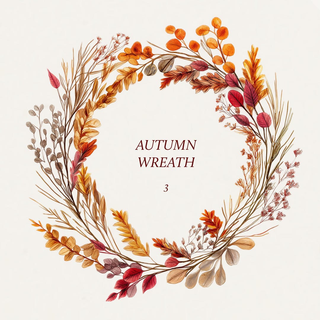 Autumn Wreath Watercolour Fall Clipart Autumn Harvest Leaves Digital ...
