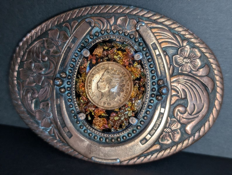 Vintage Copper Belt Buckle With Indian Head Penny Encased in Resin - Etsy