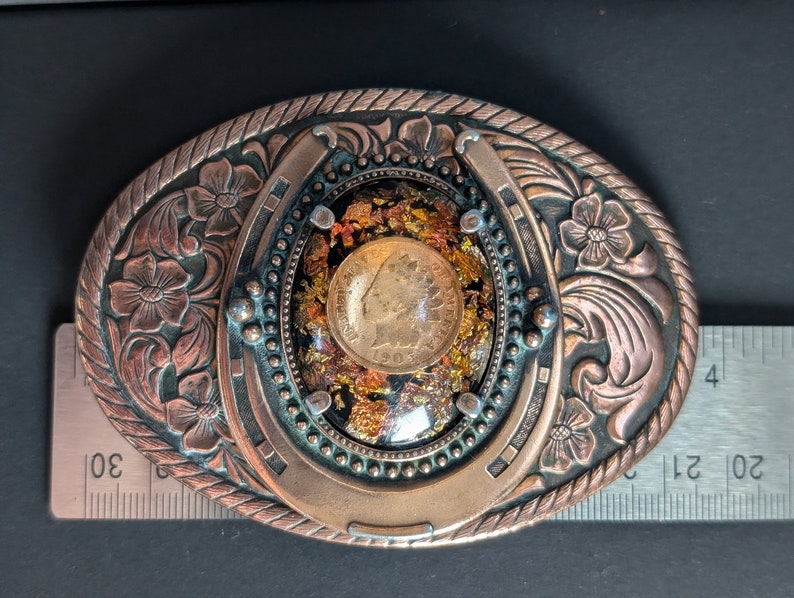 Vintage Copper Belt Buckle With Indian Head Penny Encased in Resin - Etsy