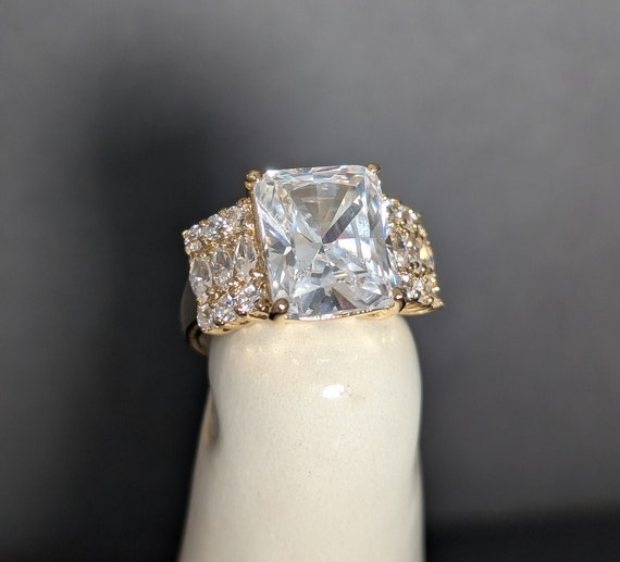 Vintage Cubic Zirconia Ring Gold Plated Silver Size 7 Etsy