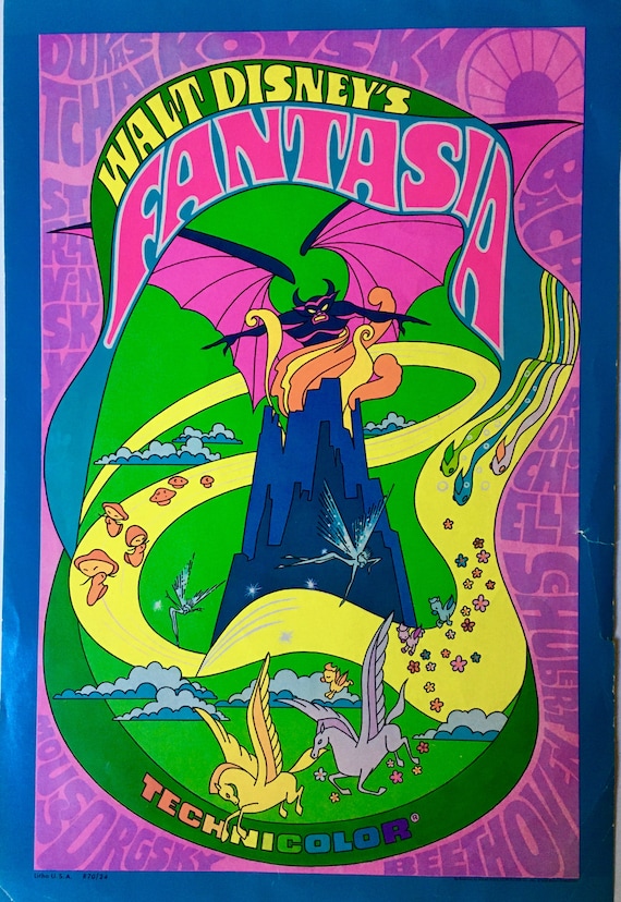 Vintage 70s DISNEY FANTASIA Handbill Psychedelic Full Color - Etsy