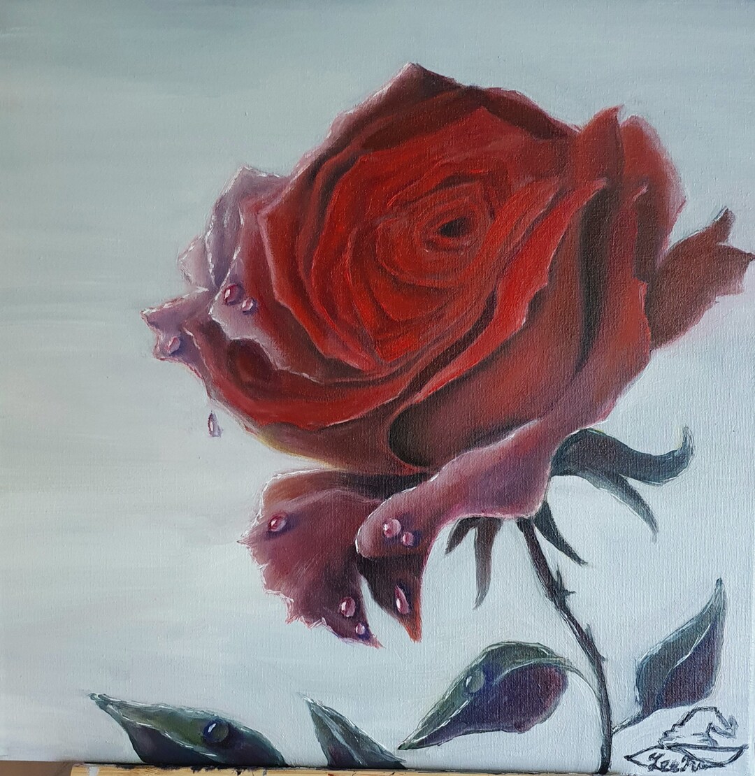 Oil Painting Red Rose - Etsy