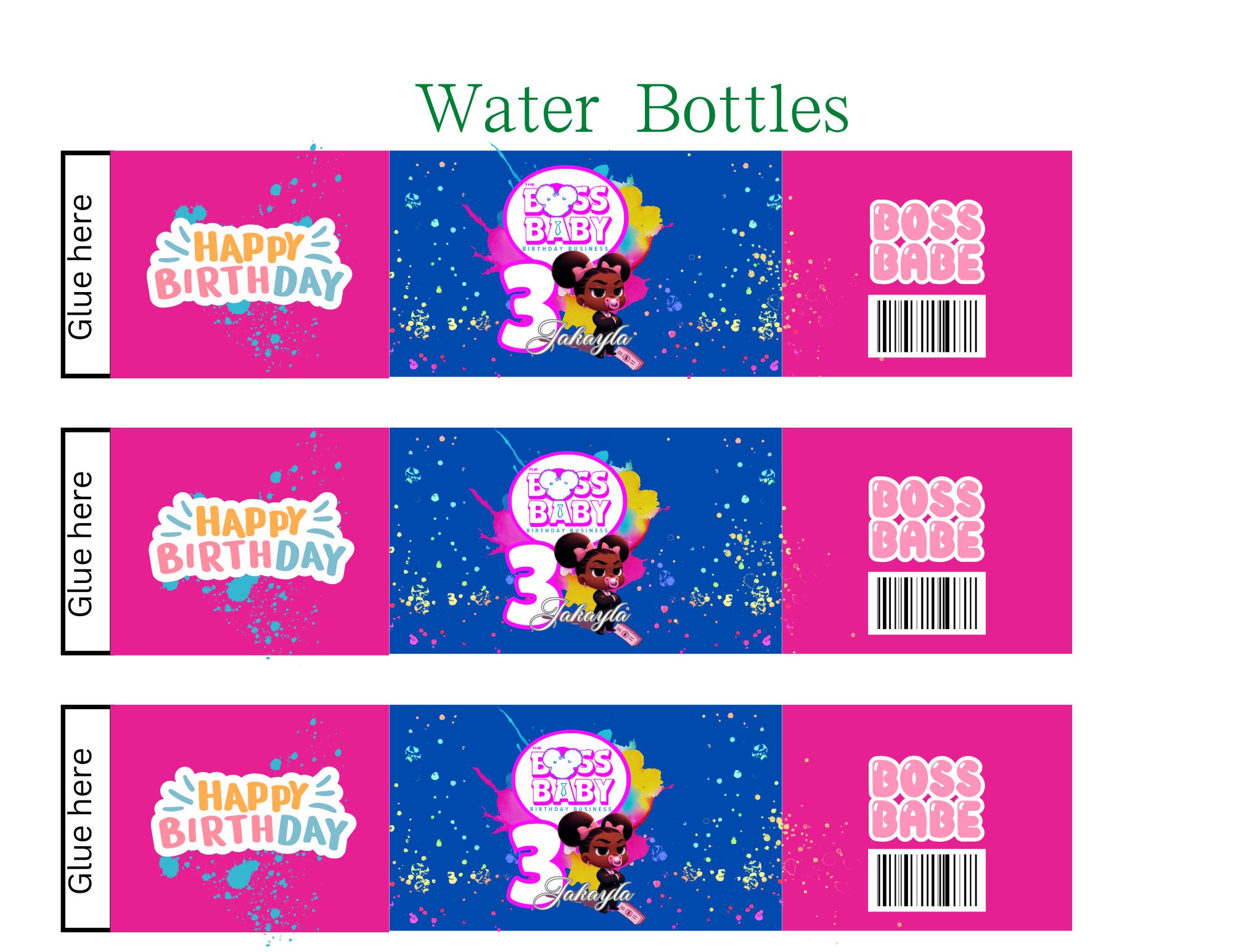 Boss Baby Girl Party Favors Editable Digital Templates (canva Only) - Etsy