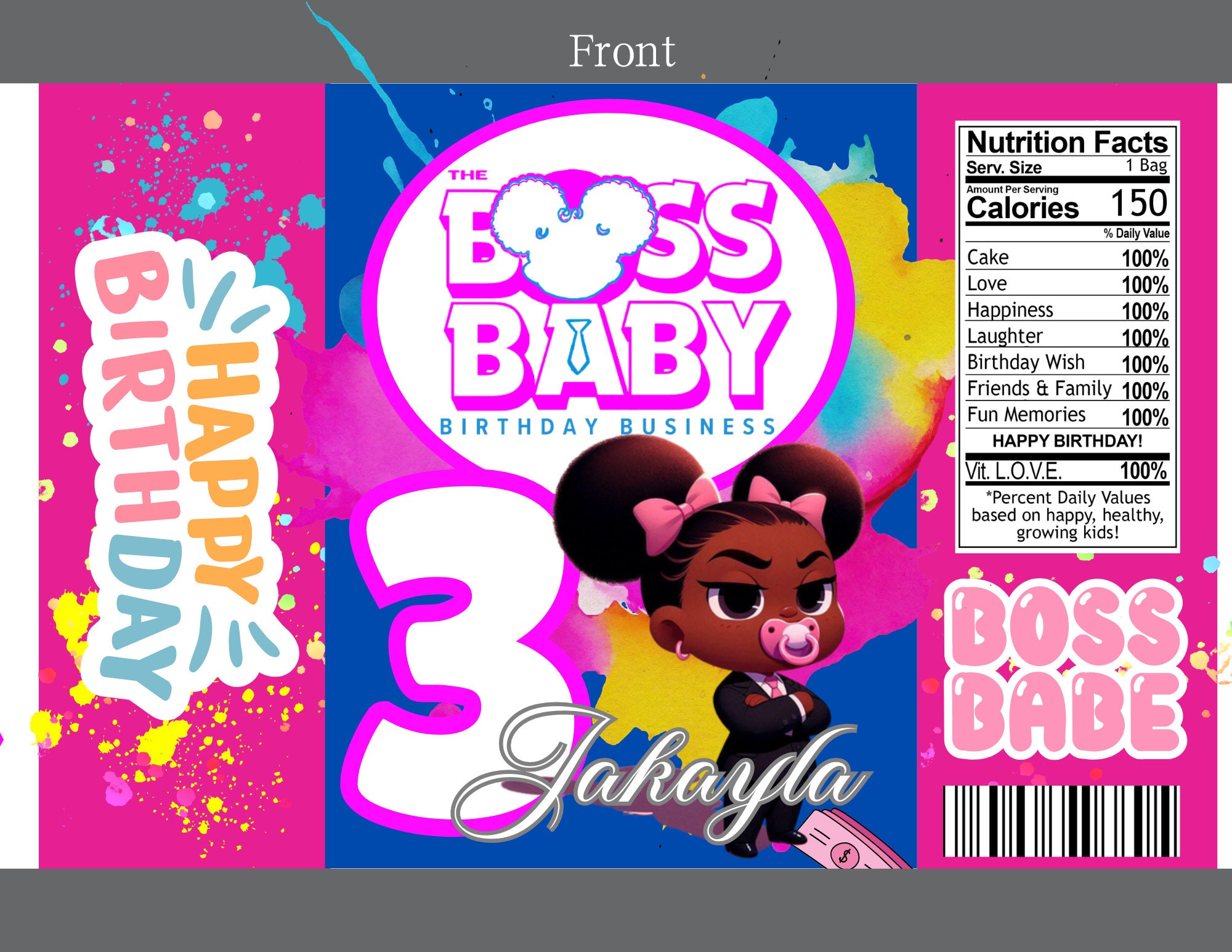 Boss Baby Girl Party Favors Editable Digital Templates (canva Only) - Etsy