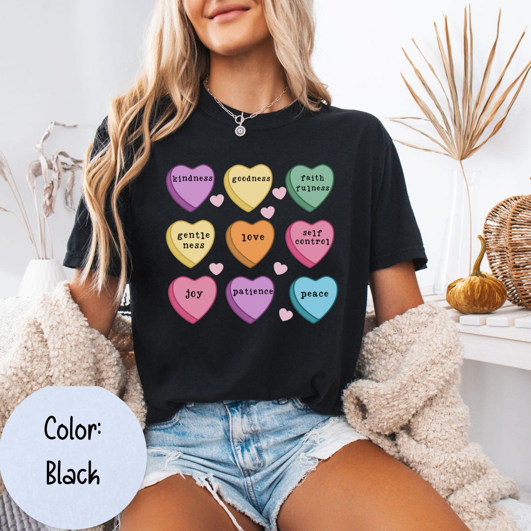 Comfort Colors Fruits of the Spirit Candy Hearts Shirt, Bible Verse Tee ...