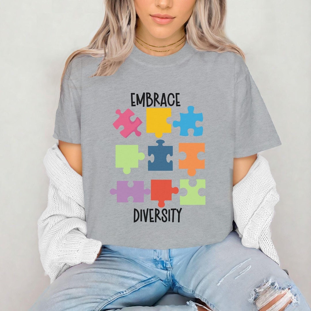 Embrace Diversity Puzzle Pieces Symbol of Kindness T-shirt, School ...