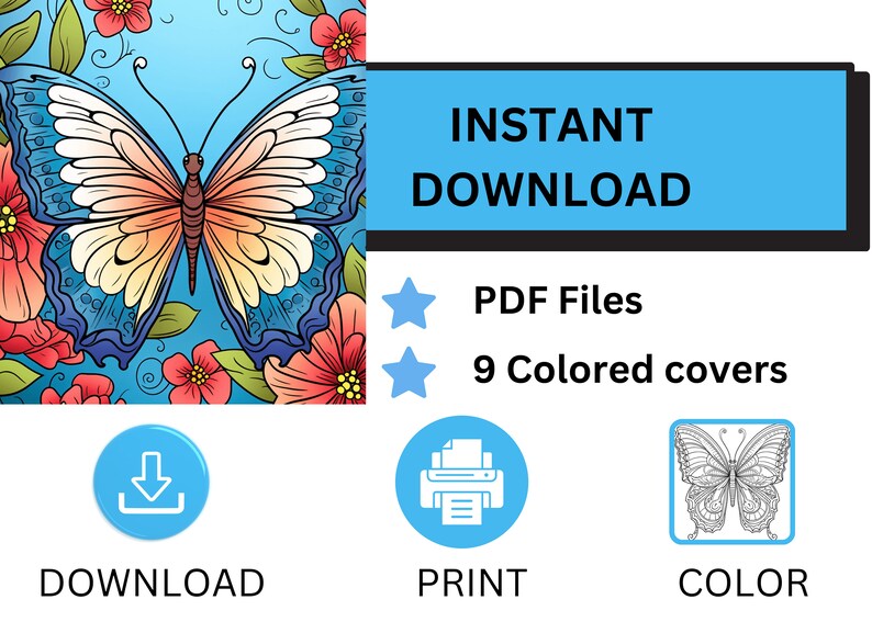 50 Butterfly Coloring Pages for Adults | Stress Relief | KDP Interior ...