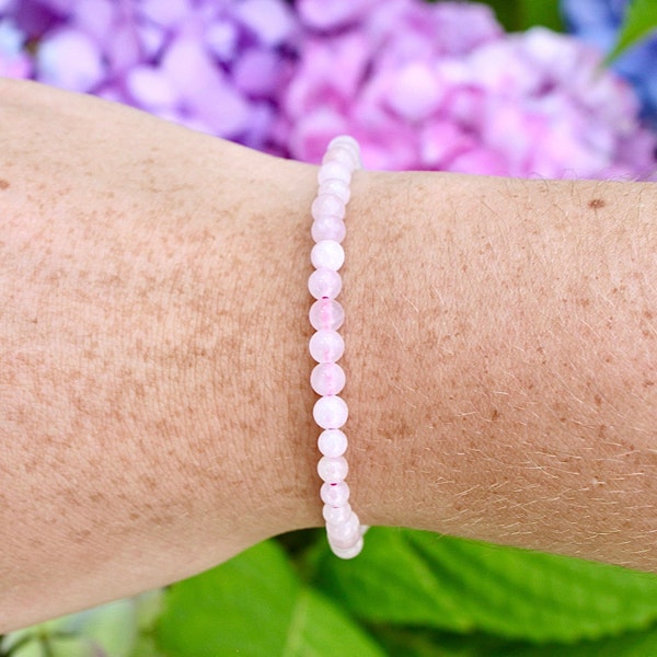 Genuine Rose Quartz 4mm Bracelet - Etsy
