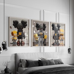 SIMPSONS X KAWS Poster Set of 3, Kaws Figure, Simpsons Toys Wall Art ...