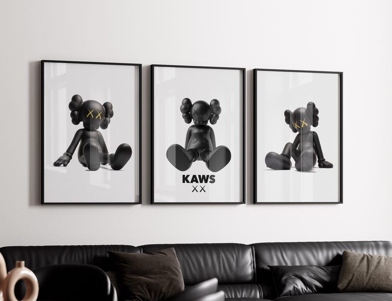 KAWS Poster Set of 3, Printable Minimalist Hypebeast Kaws Figure Poster ...