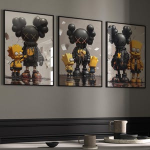 SIMPSONS X KAWS Poster Set of 3, Kaws Figure, Simpsons Toys Wall Art ...