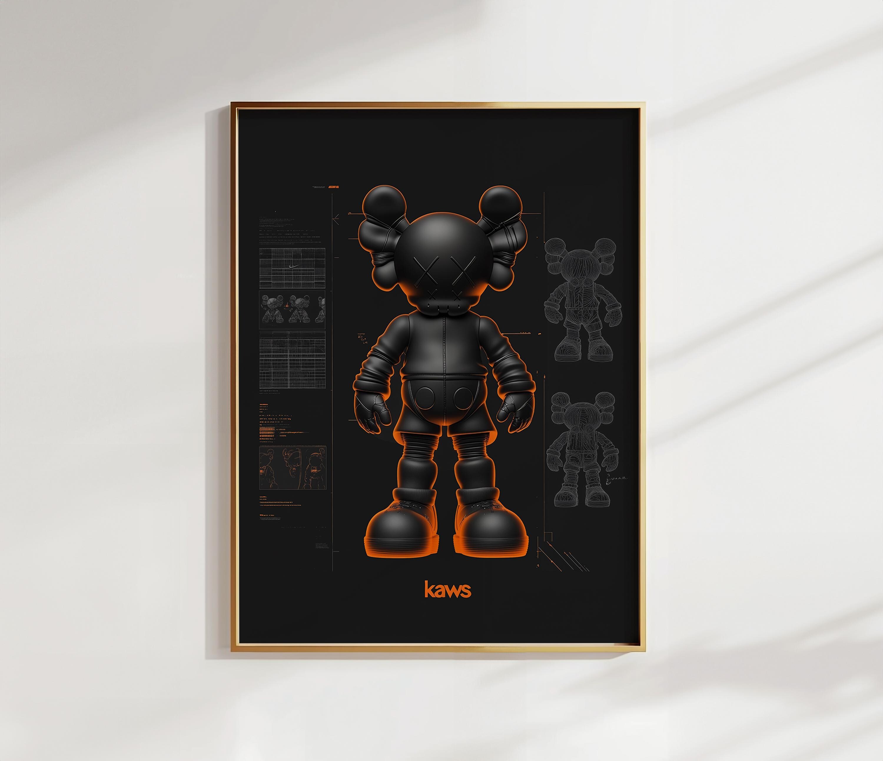 Fashion Hypebeast Kaws Poster Set of 3, Printable Orange Kaws Room ...