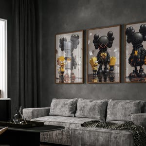 SIMPSONS X KAWS Poster Set of 3, Kaws Figure, Simpsons Toys Wall Art ...