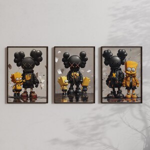 SIMPSONS X KAWS Poster Set of 3, Kaws Figure, Simpsons Toys Wall Art ...