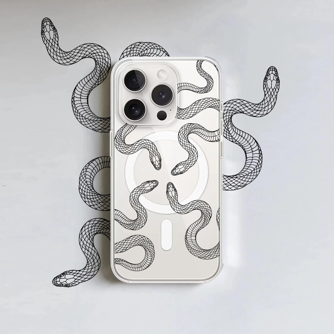 Hesoyam Black Snakes Ultrasafe Magsafe Clear Shockproof Case for iPhone ...