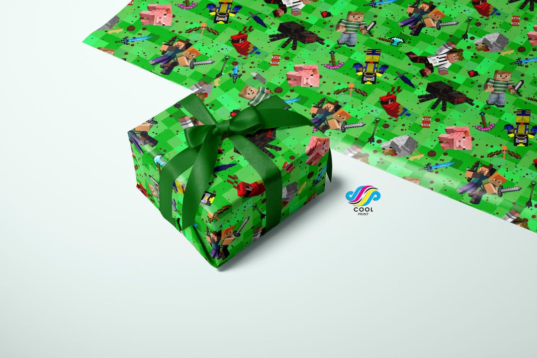 Gift Wrap Wrapping Paper Present Mining Game Themed Party - Etsy Australia