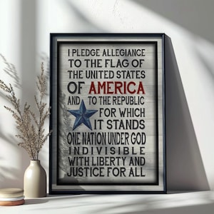 American Pledge Wall Art - "i Pledge Allegiance" - Patriotic Home Decor ...