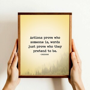 Actions Prove Who Someone is Wall Art - Inspirational Quote Poster ...