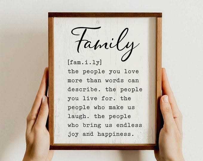 Family Definition Wall Art Gift, Inspirational Family Quote Print, Home ...