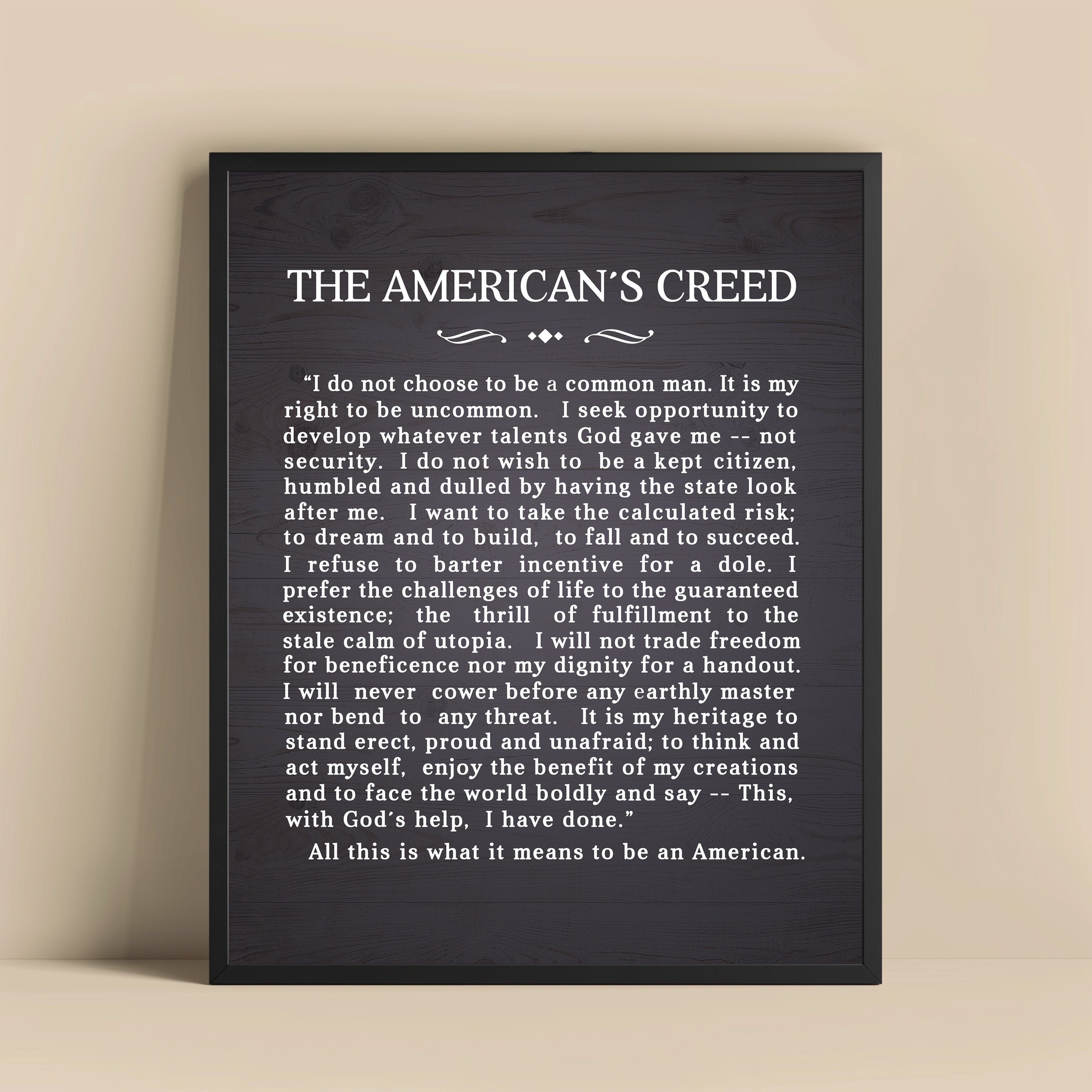 The American's Creed Wall Art Inspirational Patriotic Quote American ...