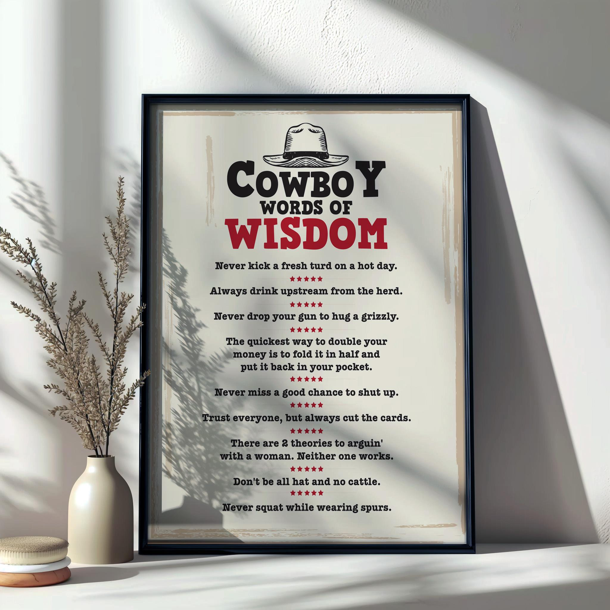 Cowboy Wisdom Wall Art cowboy Words of Wisdom Western Decor in 8x10 and ...