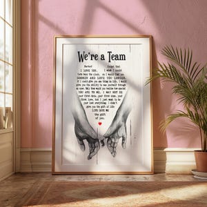 Romantic Couple Wall Art | We’re a Team Print | Love Quote Poster ...