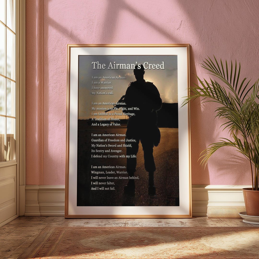 Airman's Creed Wall Art, Military Wall Decor, Air Force Soldier Poster ...