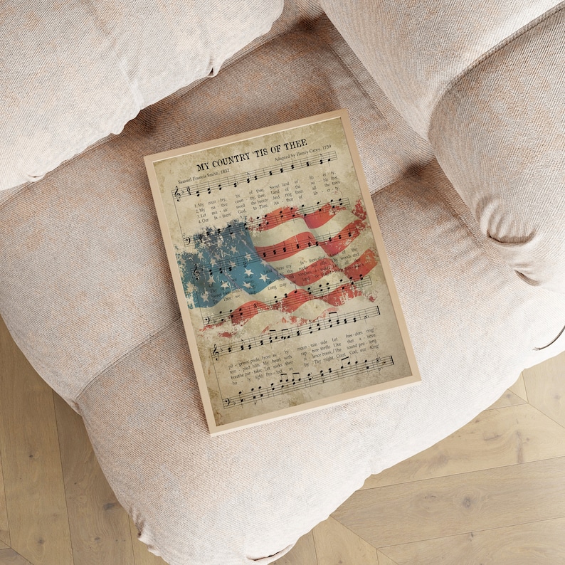 My Country 'tis of Thee Wall Art Gift, Patriotic Song Print, American ...