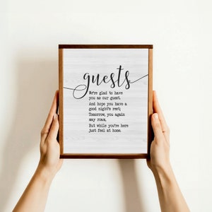 Guest Room Wall Art Print - "guests, We're Glad to Have You" - Welcome ...