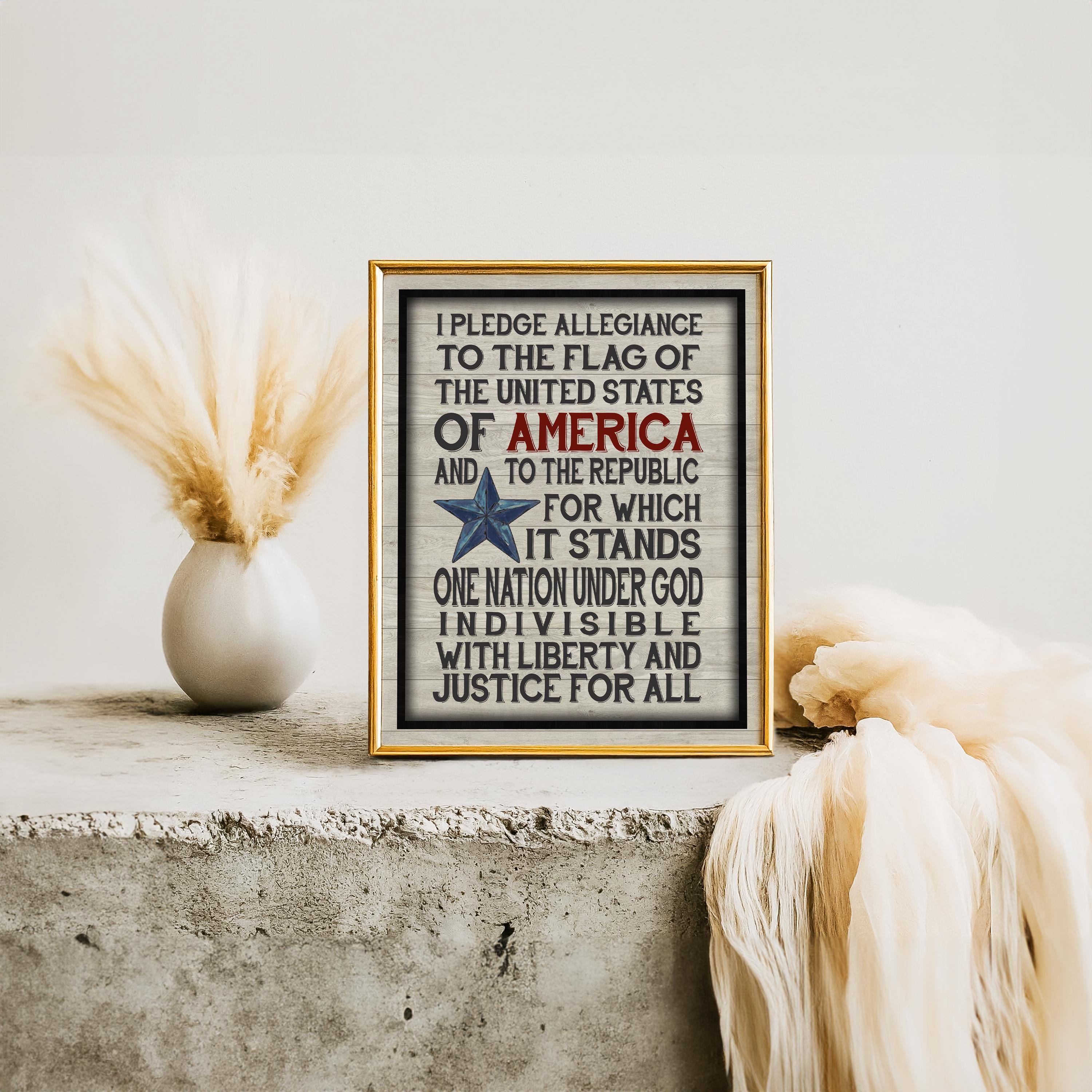 American Pledge Wall Art i Pledge Allegiance Patriotic Home Decor USA ...