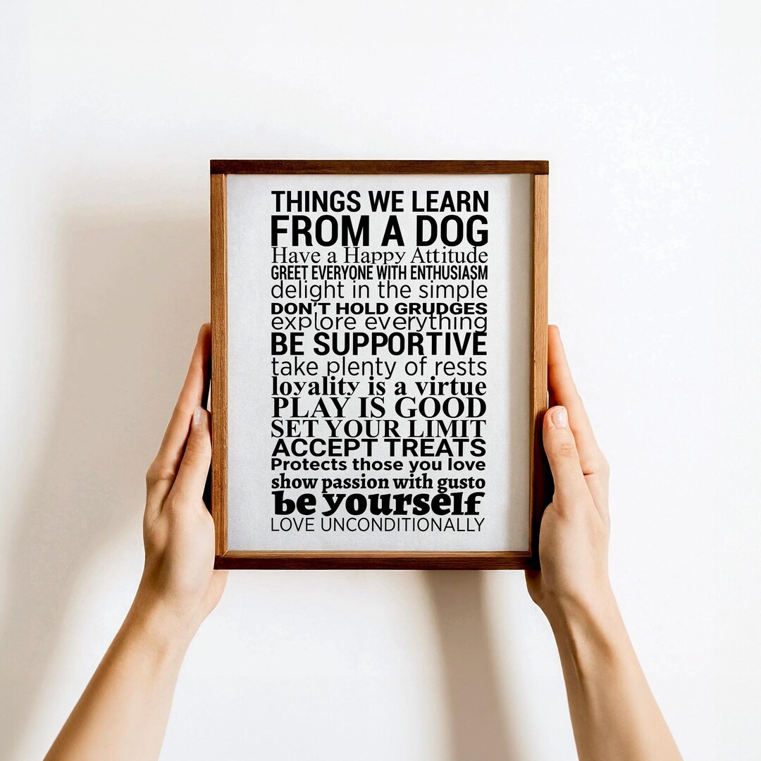 Inspirational Dog Wisdom Wall Art - "things We Learn From a Dog ...