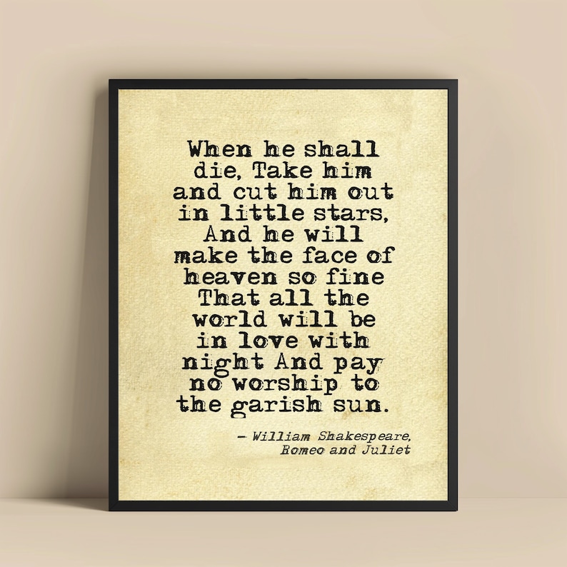 Shakespeare Quote Print, Romeo and Juliet Wall Art, Literary Home Decor ...