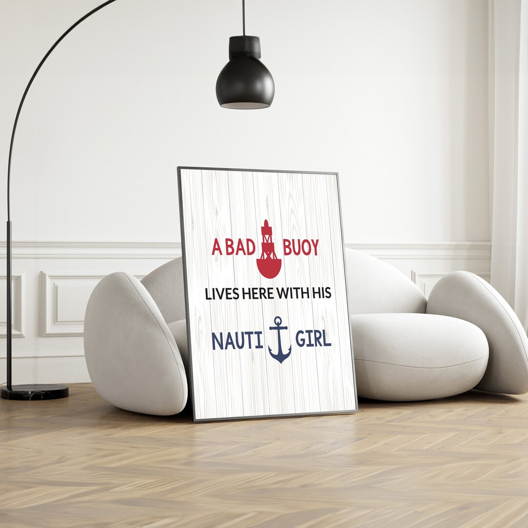 A Bad Boy Lives Here With His Nauti Girl Print, Funny Beach Wall Art ...