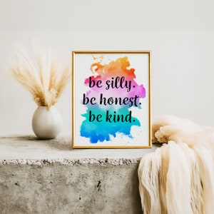 Be Kind Quote Wall Art, Inspirational Print, Colorful Motivational ...