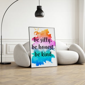 Be Kind Quote Wall Art, Inspirational Print, Colorful Motivational ...