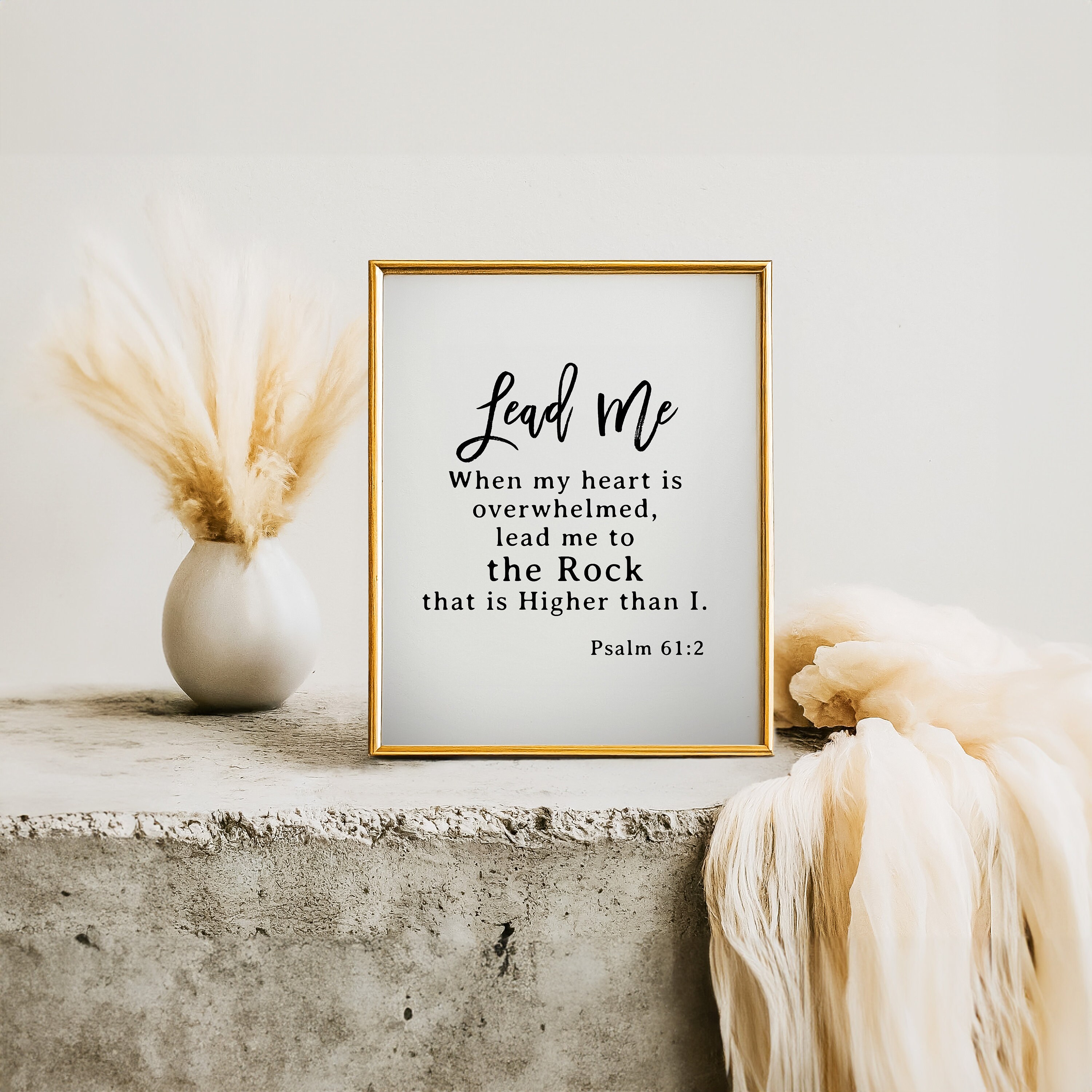 Lead Me to the Rock Poster, Psalm 61:2 Christian Wall Art ...