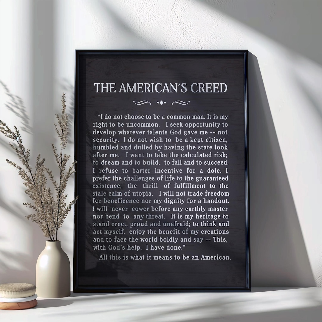 The American’s Creed Wall Art | Patriotic Quote Print | Freedom ...