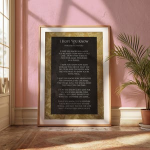 I Hope You Know Poem Wall Art, Inspirational Poem Gift, Poetry Gift ...