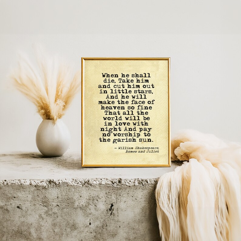 Shakespeare Quote Print, Romeo and Juliet Wall Art, Literary Home Decor ...