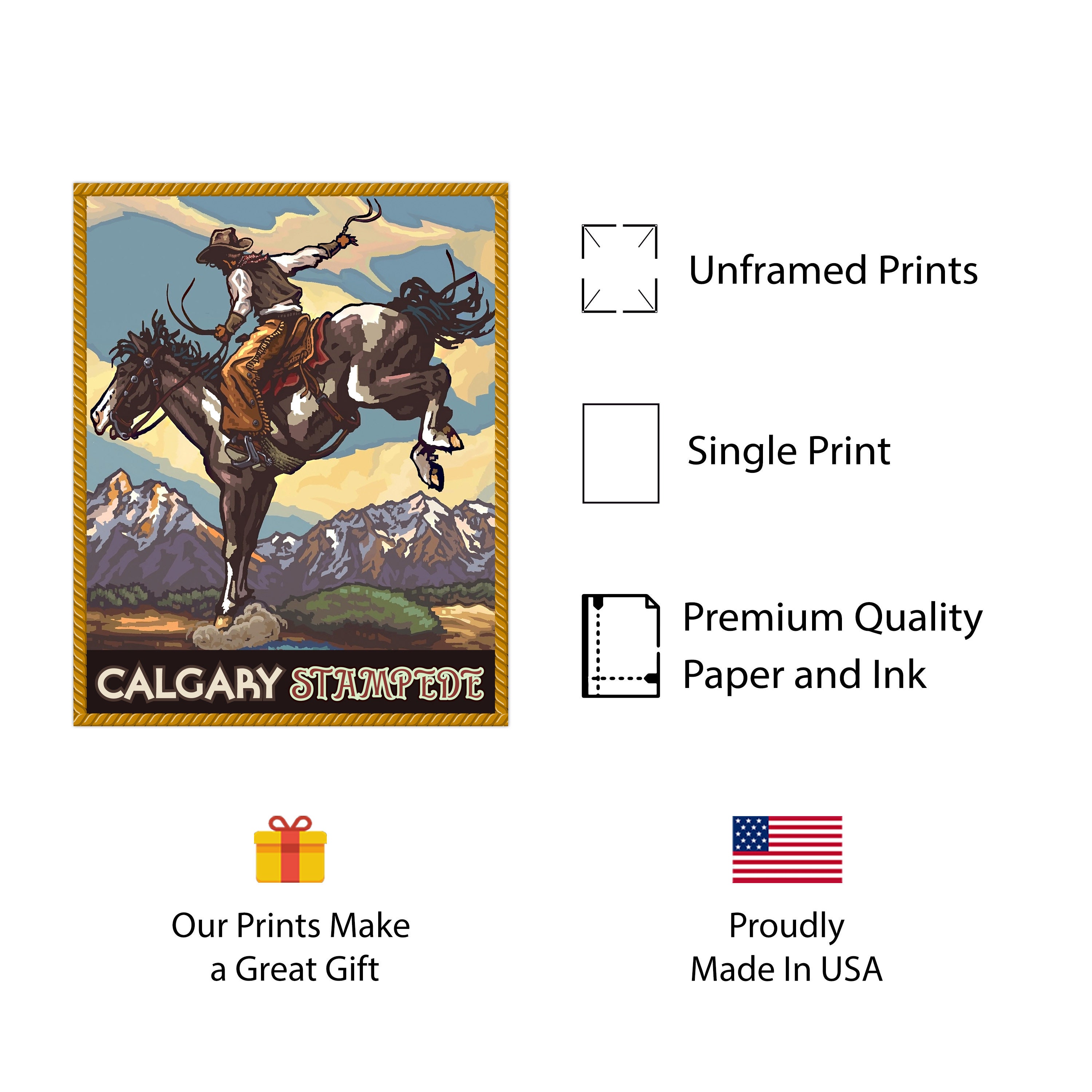Calgary Stampede Wall Art Print, Cowboy Rodeo Poster, Western Decor ...