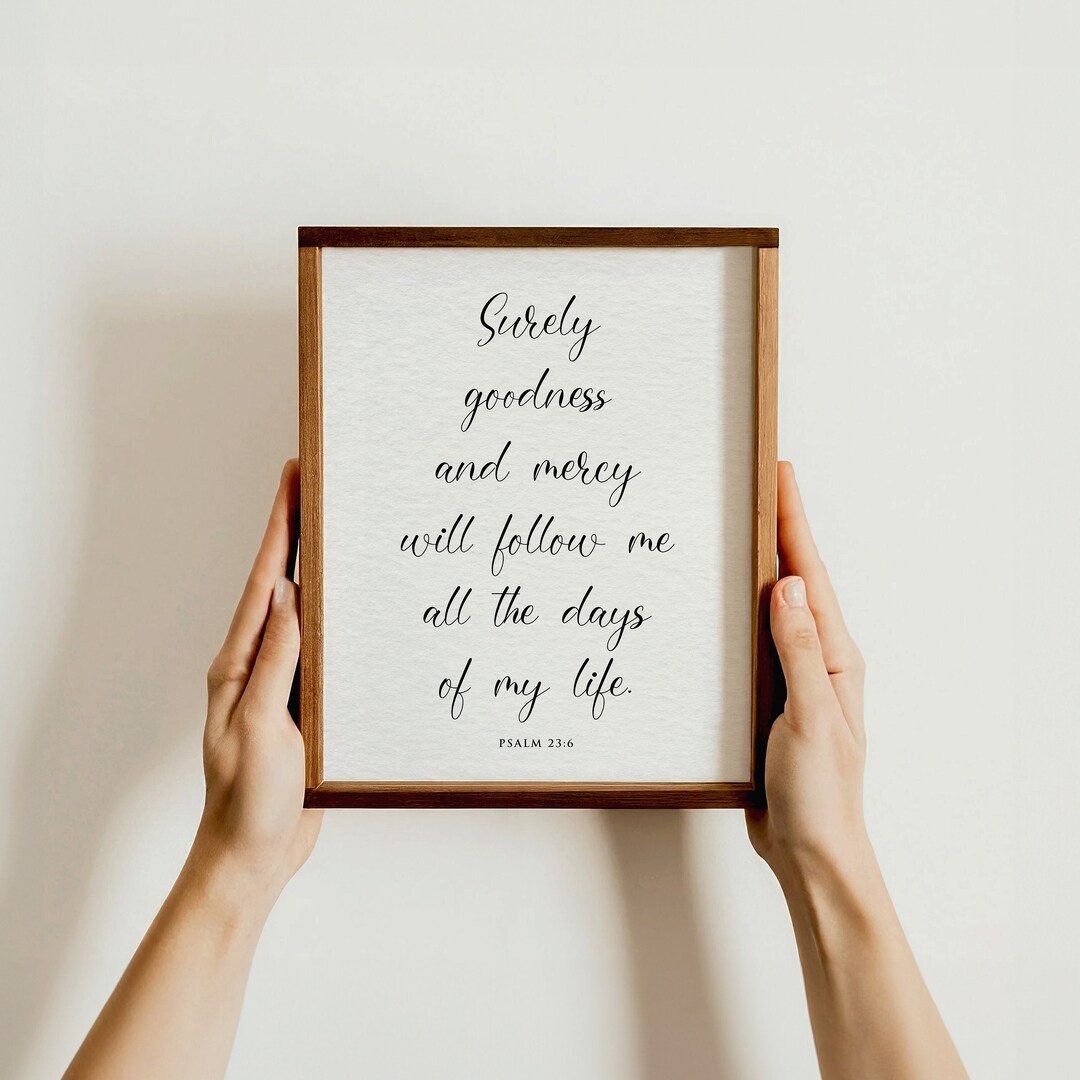 Surely Goodness and Mercy Wall Art, Bible Verse, Christian Decor Gift ...