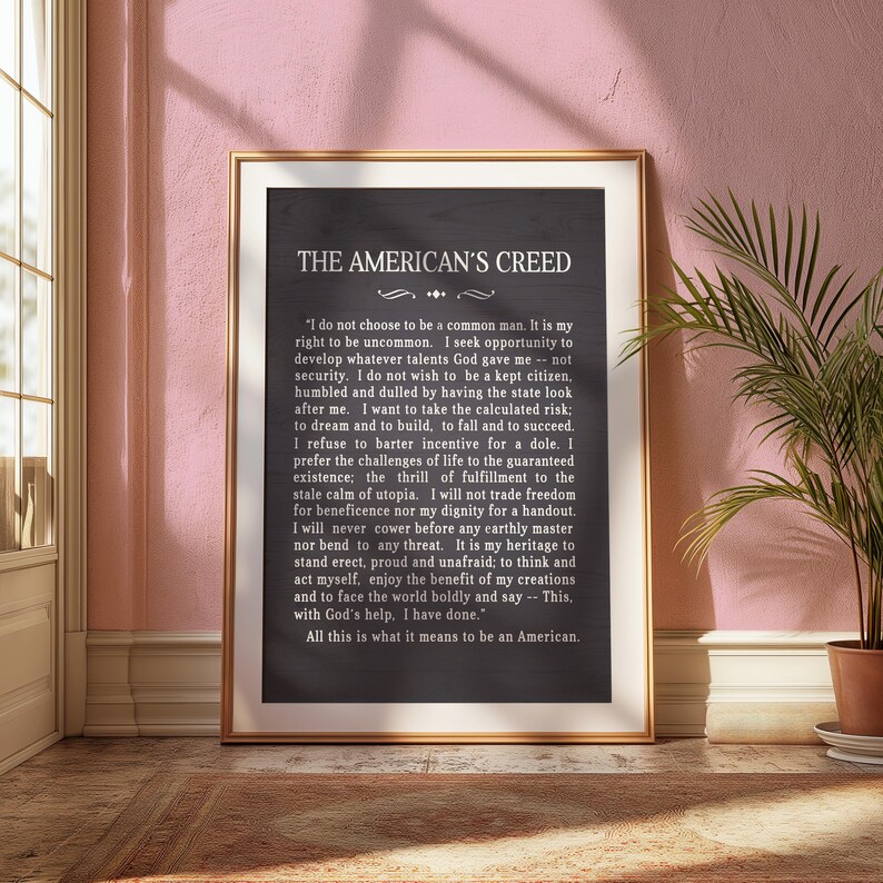 The American’s Creed Wall Art | Patriotic Quote Print | Freedom ...