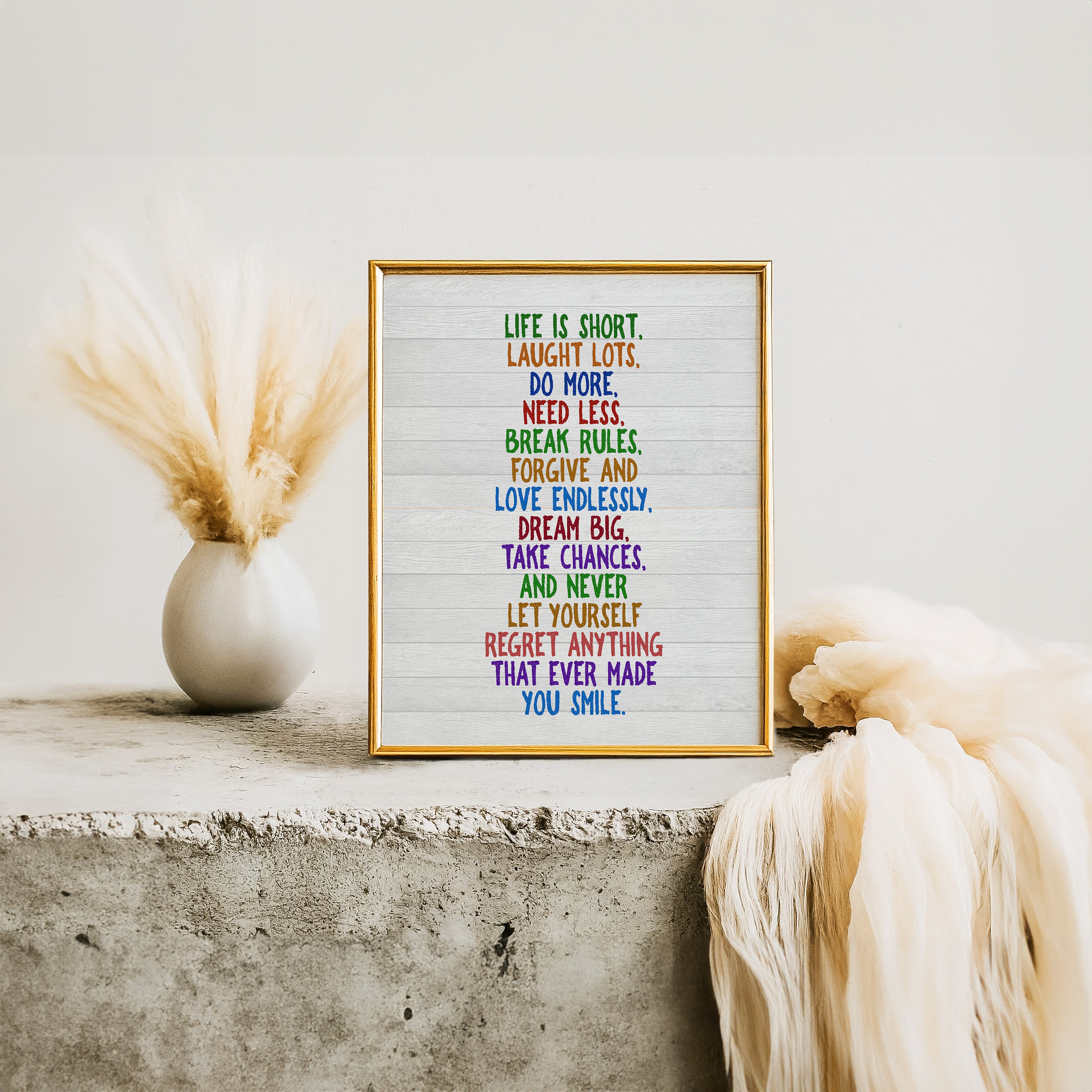 Life is Short Inspirational Wall Art, Motivational Quote Print Gift ...