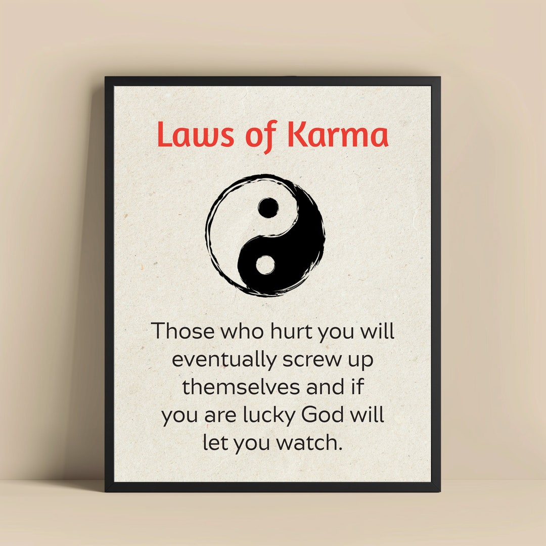 Motivational Wall Art Print - "laws of Karma" - Inspirational Quote ...
