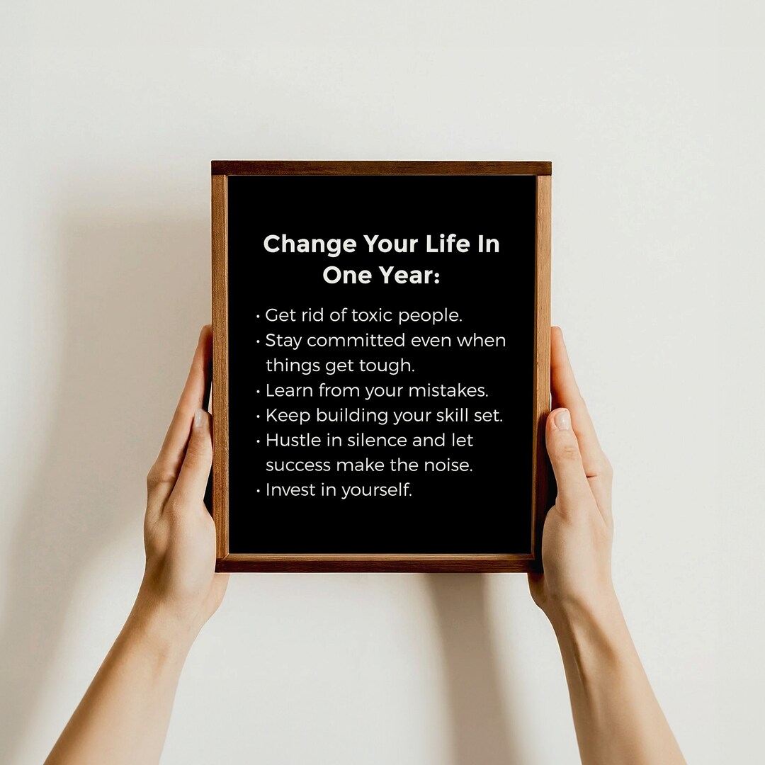 Change Your Life in One Year Motivational Wall Art | Inspirational ...