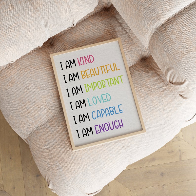 Positive Affirmations Wall Art Gift, I Am Quotes Print, Motivational ...