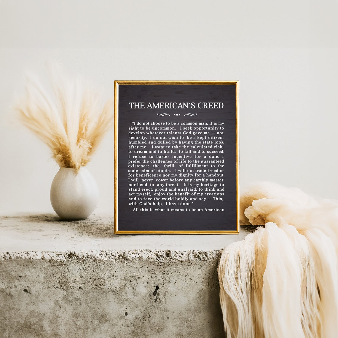 The American's Creed Wall Art Inspirational Patriotic Quote American ...