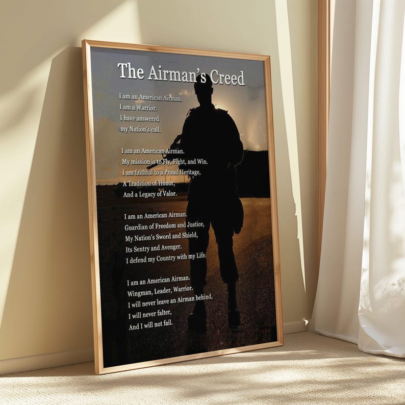 Airman's Creed Wall Art, Military Wall Decor, Air Force Soldier Poster ...