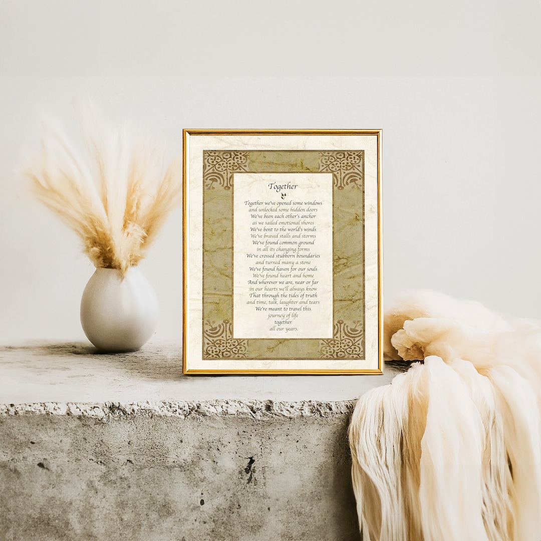 Together Wall Art Print Romantic Poem Poster for Couples in 8x10 and ...